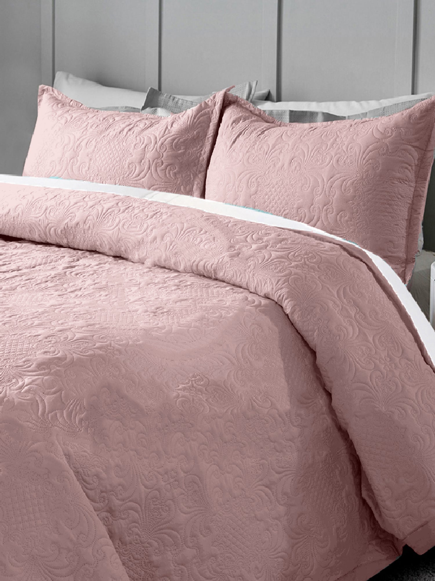 Sensation Ultrasonic Quilted Bed Cover set (Peach) – LABHAM